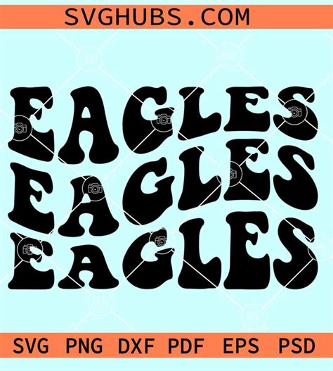 Eagles Wavy Letters Svg Eagles Wavy Stacked Svg Go Eagles Svg