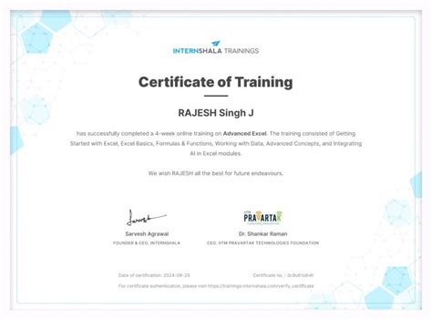 Rajesh Singh On Linkedin Advanceexcel Internshalatrainings