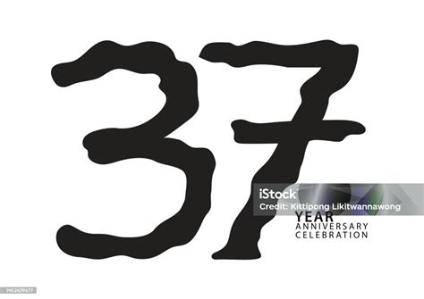 37 주년 기념 축 하 블랙 컬러 로고 타입 벡터 37 숫자 디자인 37 번째 생일 초대장 로고 번호 디자인 벡터 일러스트 레이 션 그래픽 요소 서예 글꼴 타이포그래피 로고