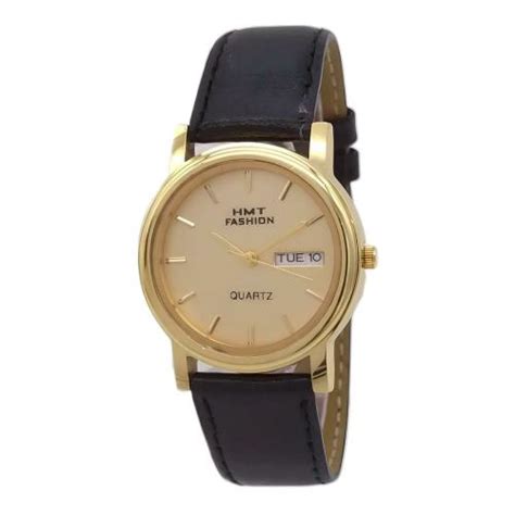 Buy Hmt Fashion Round White Dial Day Date Function Watch With Leather