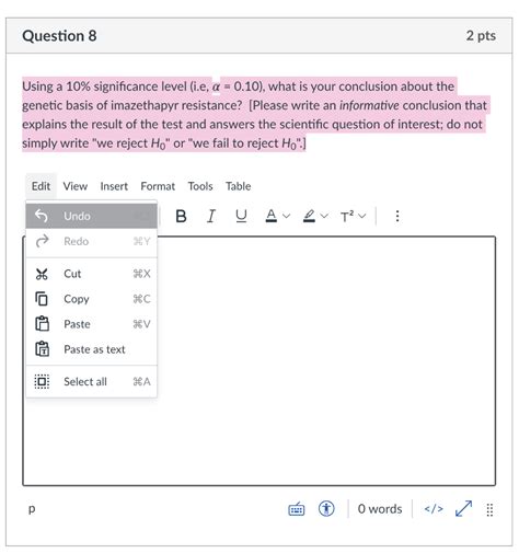 Solved Question 8 2 Pts Using A 10 Significance Level I E Chegg Com