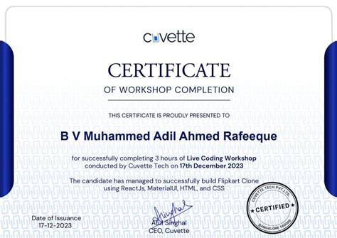 React Materialui Webdevelopment Cuvettetech Continuouslearning B V Muhammed Adil A