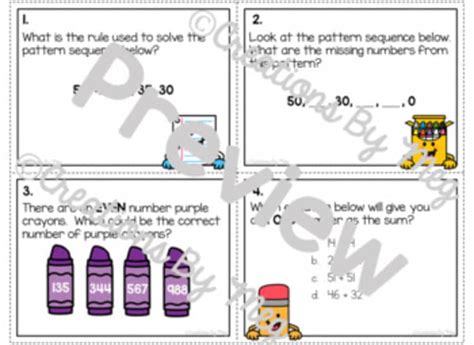 Back To School Arithmetic Patterns Task Cards 3rd Grade 3oad9 Math