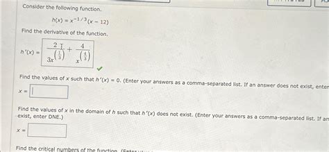 Solved Consider The Following Function H X X 13 X 12 Find Chegg Com