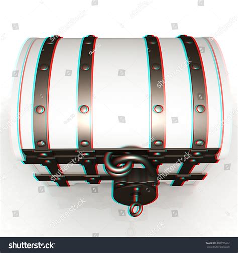 Chest 3d Illustration Anaglyph View Redcyan Stock Illustration