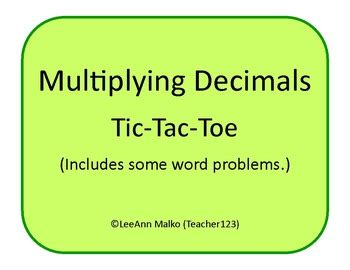 Decimals Tic Tac Toe Multiplying Decimals By Teacher TpT