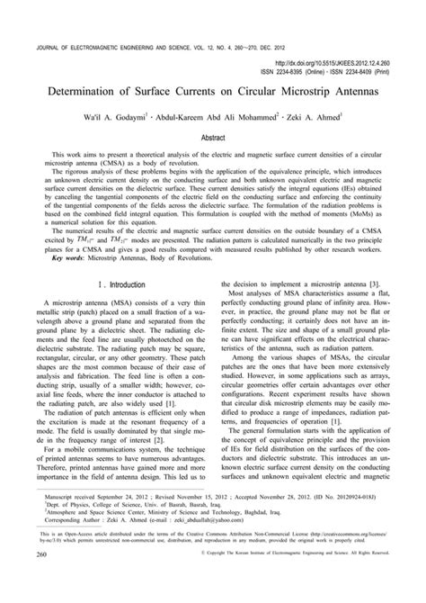 Determination Of Surface Currents On Circular Microstrip Antennas Pdf