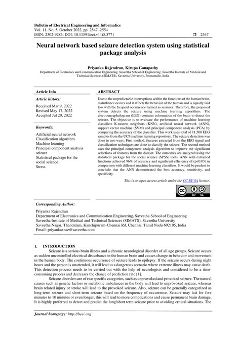 Pdf Neural Network Based Seizure Detection System Using Statistical Package Analysis