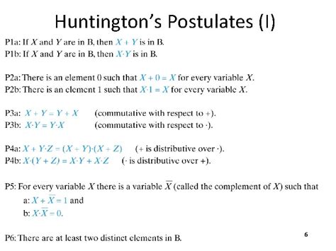 Lecture 4 Topics Boolean Algebra Huntingtons Postulates Truth