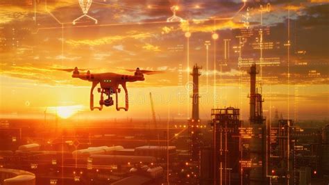 Drone Capturing Real Time Automation Statistics From An Outdoor Industrial Site With A Digital