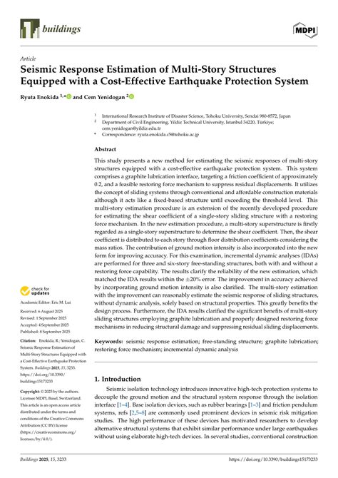 Pdf Seismic Response Estimation Of Multi Story Structures Equipped With A Cost Effective
