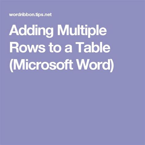 Adding Multiple Rows To A Table Microsoft Word