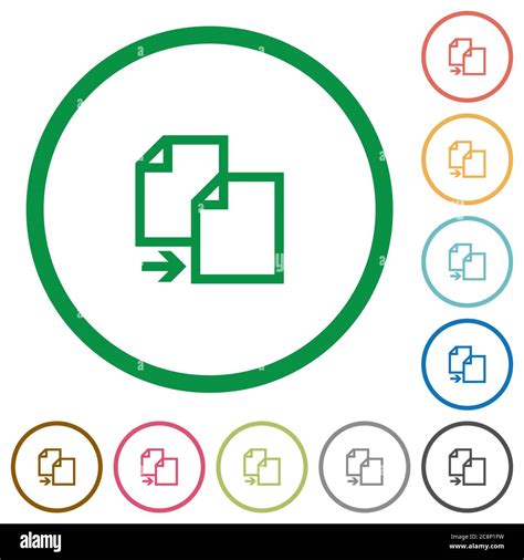 Set Of Copy Color Round Outlined Flat Icons On White Background Stock Vector Image And Art Alamy