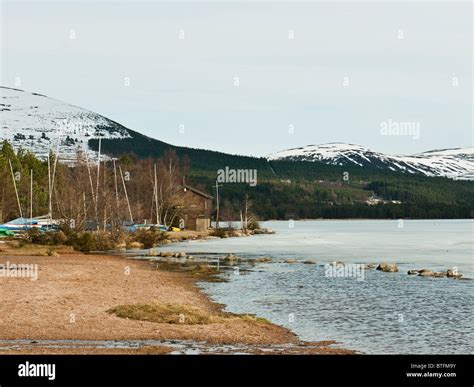 Loch Morlich Frozen In Winter Near Aviemore Cairngorms Scotland Uk