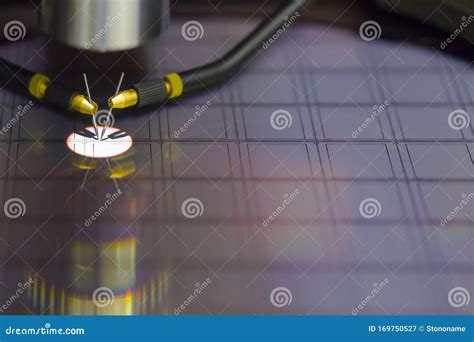 Close Up Of Examining A Sample Of Microchip Transistor With Probe Station Under The Microscope