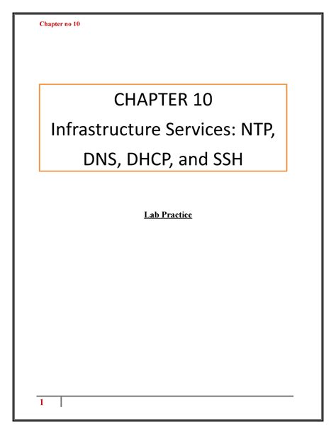 Chapter 10 Lab Practice Lab Practice Chapter 10 Infrastructure Services Ntp Dns Dhcp And