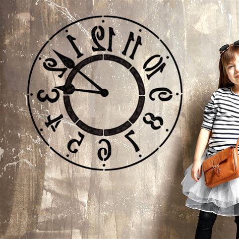 Alice Backwards Clock Face Stencil Painting Stencil Various Sizes