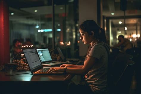 Girl Checking Html Coding On Laptop Premium Ai Generated Image