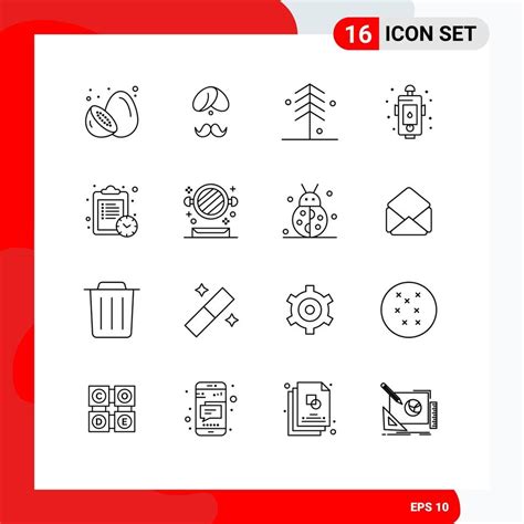 Pictogram Set Of 16 Simple Outlines Of Danger Tree Man Nature Forest