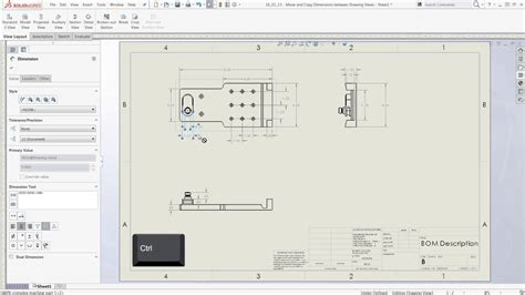 Solidworks Tech Tip Move And Copy Dimensions Between Drawing Views Youtube