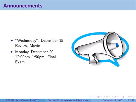 Lesson 27 Integration By Substitution Section 041 Slides Ppt