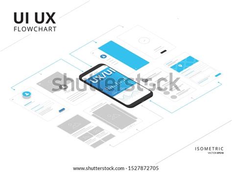 Ui Ux Flowchart Isometric Design Vector Stock Vector Royalty Free Shutterstock
