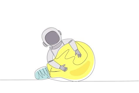 Premium Vector Single Continuous Line Drawing Astronaut Hugging