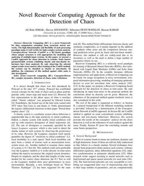 Pdf Novel Reservoir Computing Approach For The Detection Of Chaos