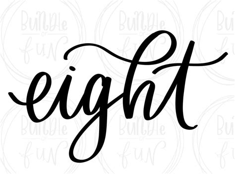 Cursive Script Number Eight Vector Image Cut Files With Svg Eps Pdf