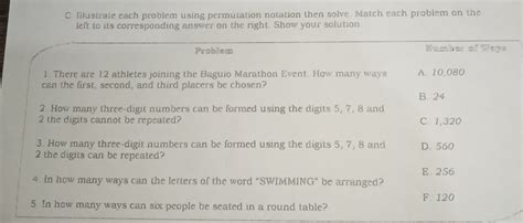Solved C Illustrate Each Problem Using Permutation Notation Then Solve