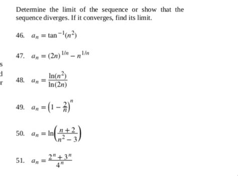 Solved Determine The Limit Of The Sequence Or Show That The