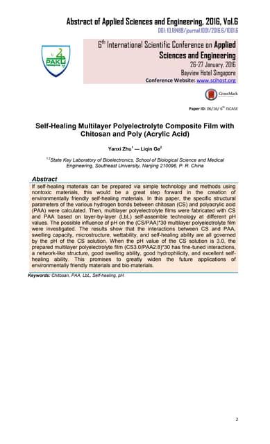 Self Healing Multilayer Polyelectrolyte Composite Film With Chitosan