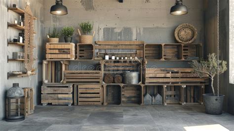 Rustic Wooden Storage Crates Stock Illustration Illustration Of Texture Interior 309324970