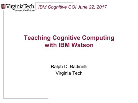 Teaching Cognitive Computing With Ibm Watson Pdf Artificial