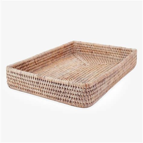 Rattan Tray Small White Alfresco Emporium
