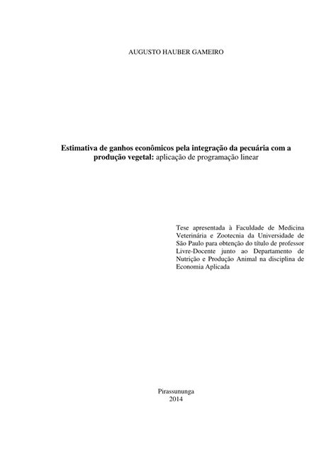 Pdf Estimating Economic Gains From Integration Of Livestock With Crops Application Of Linear