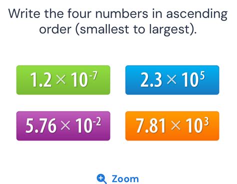 Solved Write The Four Numbers In Ascending Order Smallest To Largest 1 2 10 7 2 3 10 5