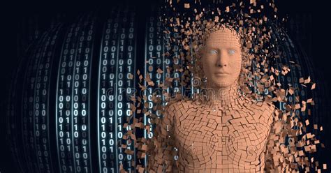 Composition Of Exploding Human Bust Formed With Orange Particles And