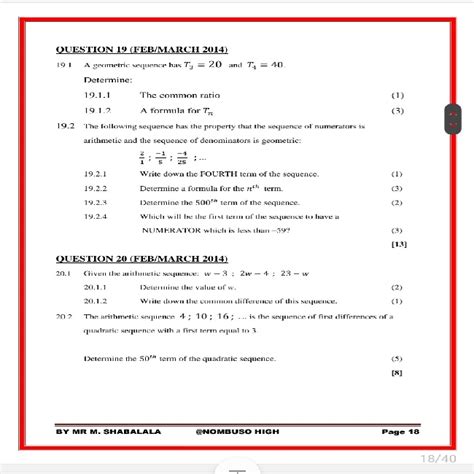 Grade 12 Number Patterns Worksheets And Notes • Teacha