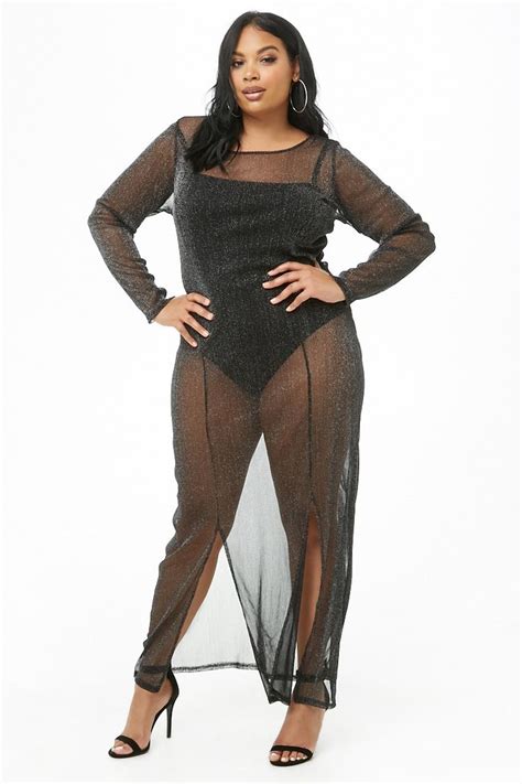 Plus Size Metallic Sheer Mesh Dress Forever 21 Sheer Mesh Dress