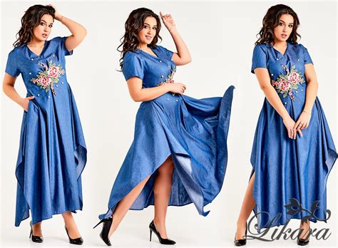 Платья из джинсовой ткани для полных женщин фото