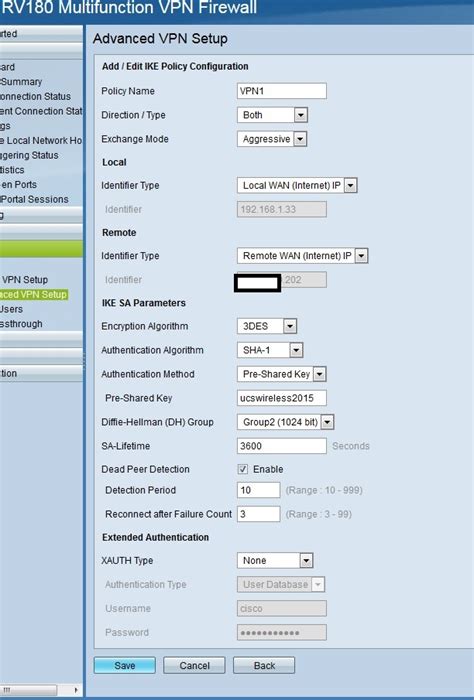 Solved VPN Site To Site Connection Problems RV To RV Cisco Community