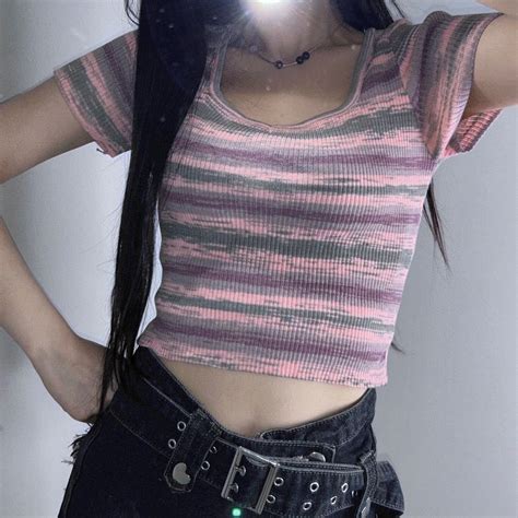 레인보우 단가라 스퀘어넥 니트 2colors 에이블리