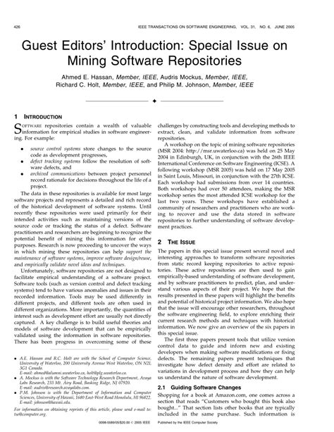 pdf guest editor s introduction special issue on mining software