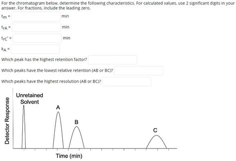 For The Chromatogram Below Determine The Following Characteristics For Calculated Values Use