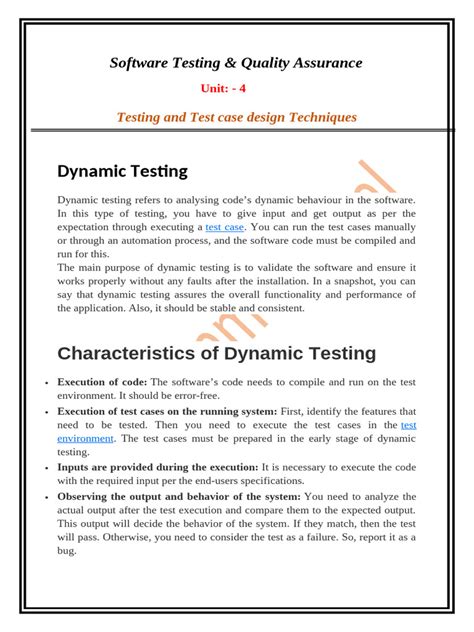 Software Testing Unit 4 Notes Pdf Software Testing Quality Assurance