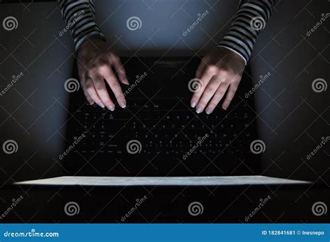Female Hacker Typing In A Keyboard On A Laptop Stock Image Image Of