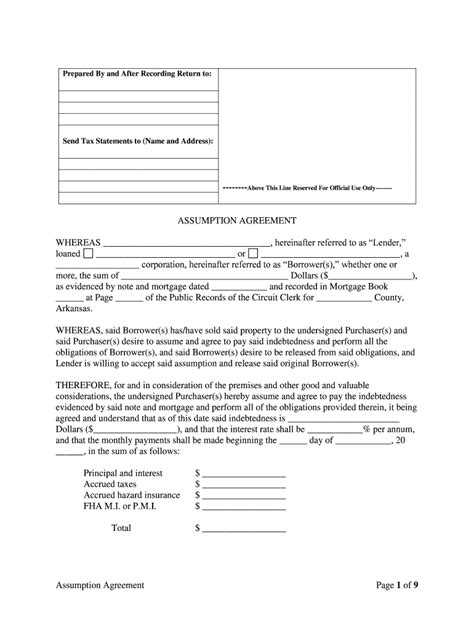 Assumption Agreement Template