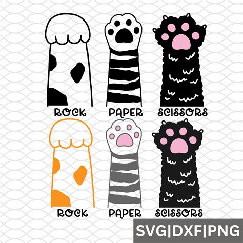 Cat Paw Rock Paper Scissors Svg Cute Cat Svg Funny Cat Svg Etsy