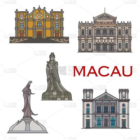 澳门旅游地标。中国建筑雕像素材 花瓣网